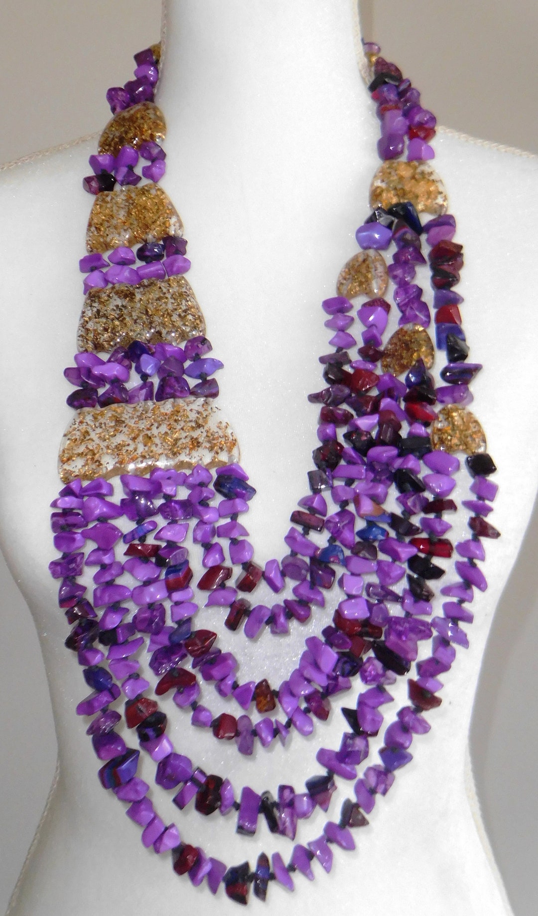 Sobral Fragments Kyara Purple & Gold Bead Huge Runway Artist Made ...