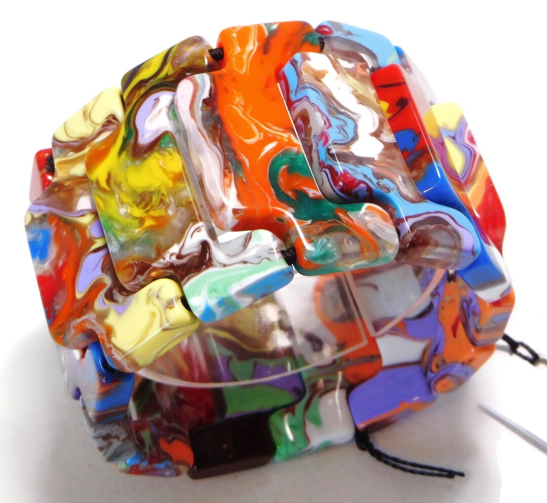 Sobral Geometria Mondrian Pollock Multicolor Beads Artist Made Stretch ...