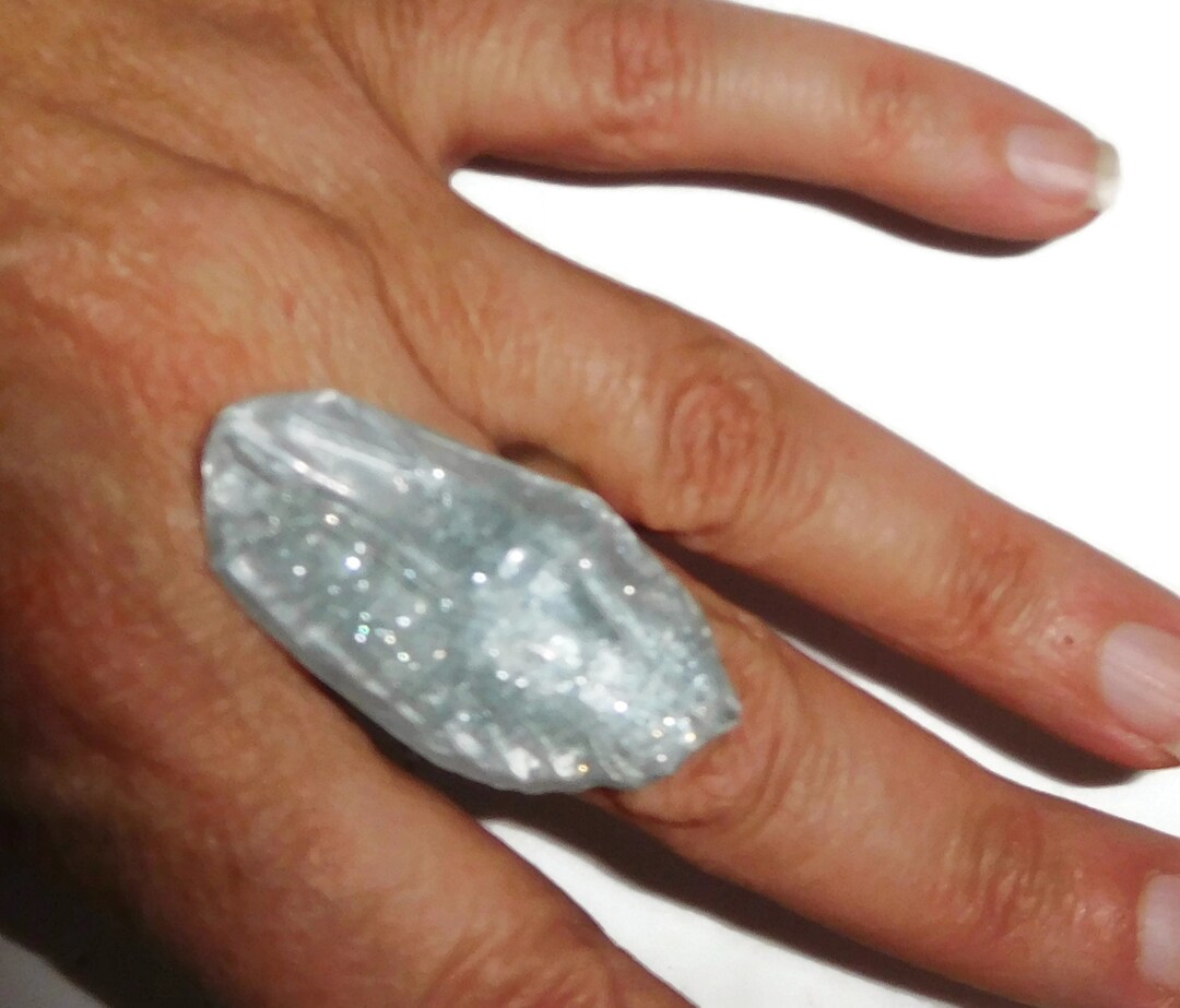 Sobral Quartzo Light Blue Glitter Artist Made Ring - Etsy