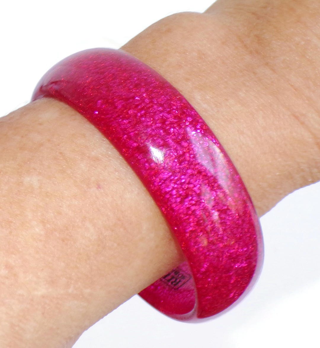 Sobral Glamour PB24 Pink Glitter Inclusion Artist Made Bangle Bracelet ...
