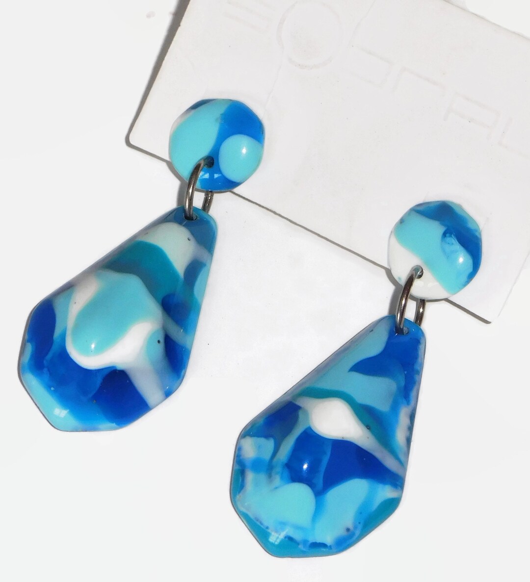 Sobral Gaia Wagashi Marbled Blue and White Dangling 2 1/4" Artist Made ...