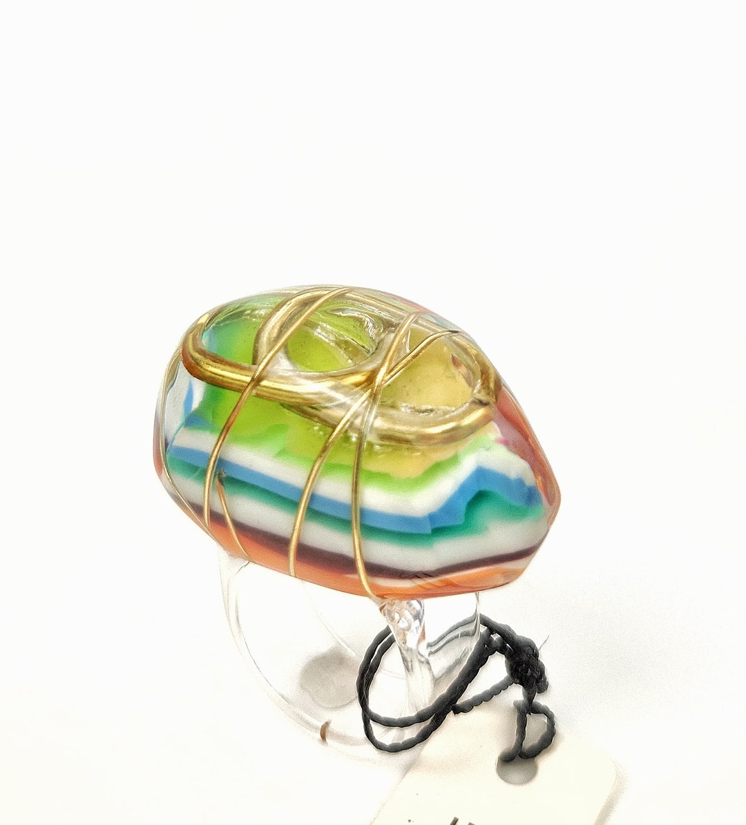 Sobral Atelie Chain, Wire & Mosaic Inclusion Funky Artist Made Ring ...