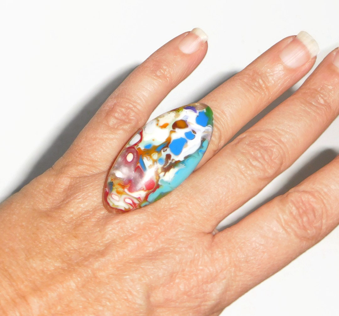 Sobral Colecao 22 Millet Swirled Colors Artist Made Statement Ring Size ...