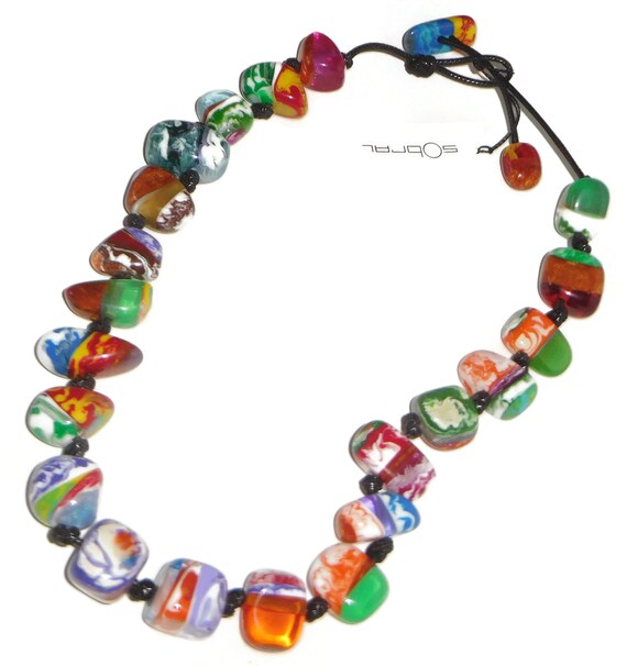 Sobral Onda Swirled Multi Hued Marbled Motif Beads Ar… - Gem