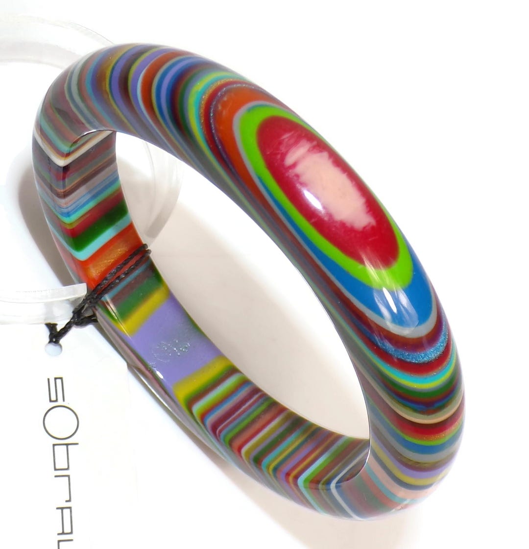 Sobral Pop Art Day PB14 Rainbow Stripe & Eye Artist Made Bangle ...