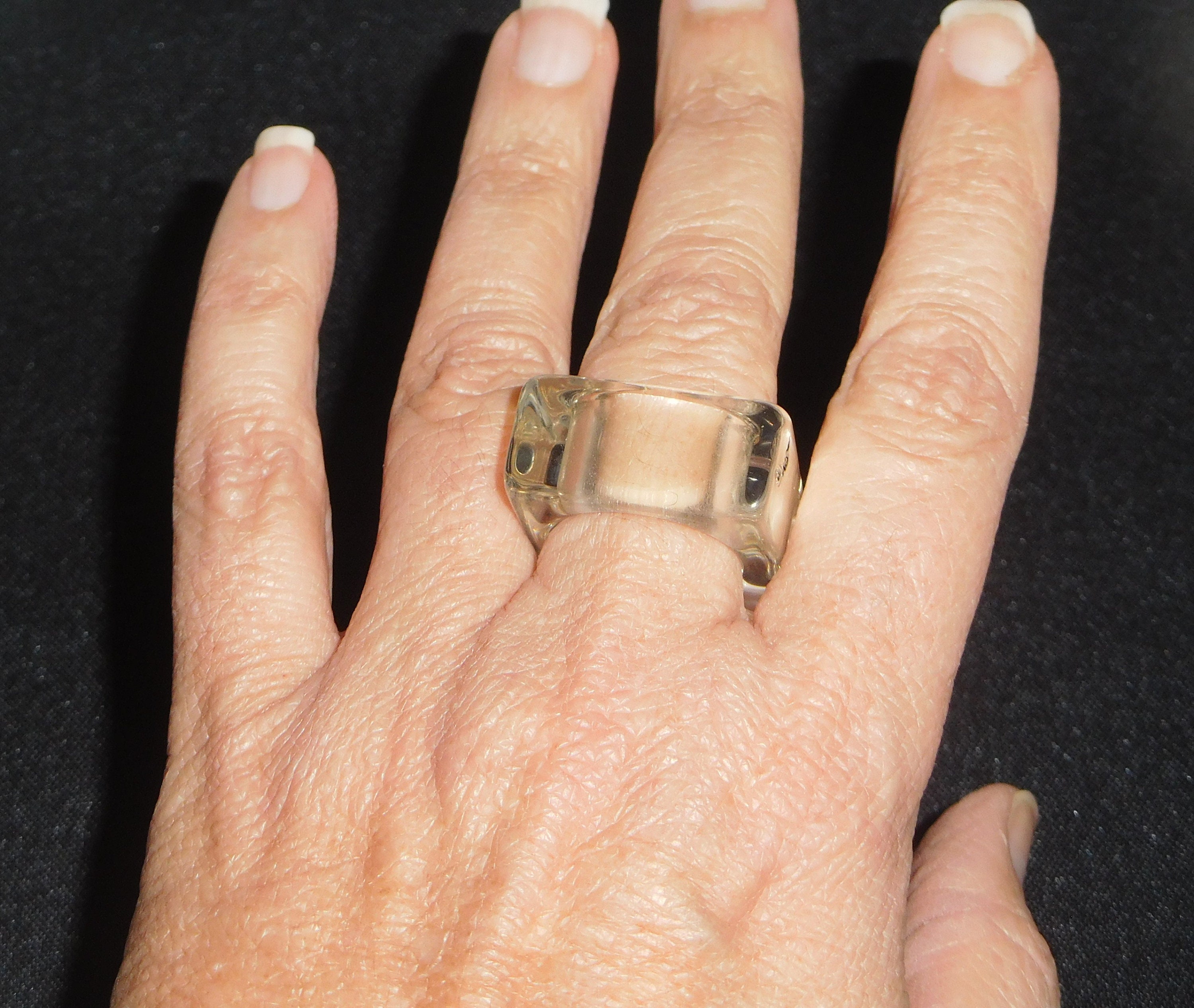 Sobral Classicos Quadrado Clear Square Artist Made Statement Ring - Etsy