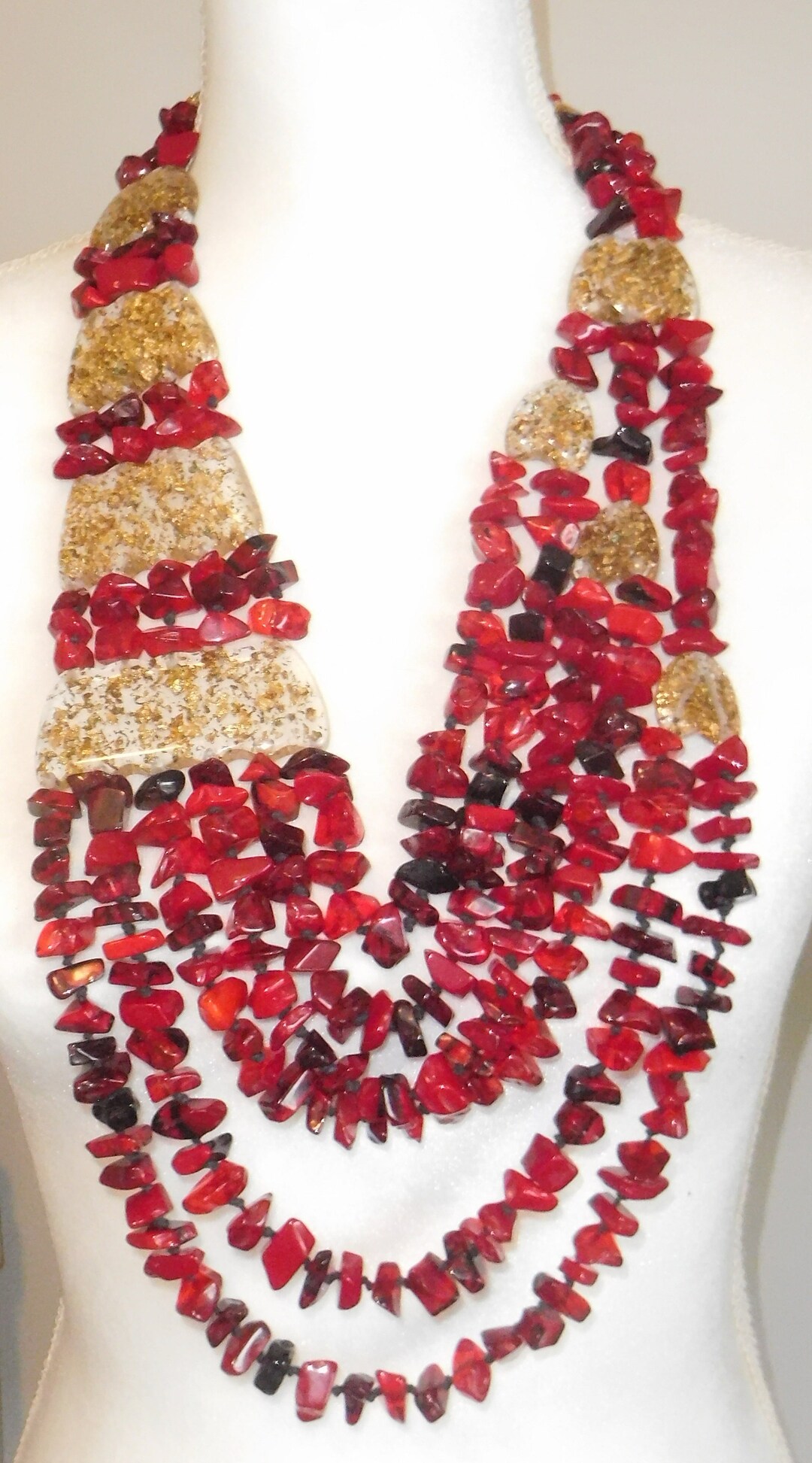 Sobral Fragments Kyara Red Mix Beads Huge Runway Style Artist Made ...