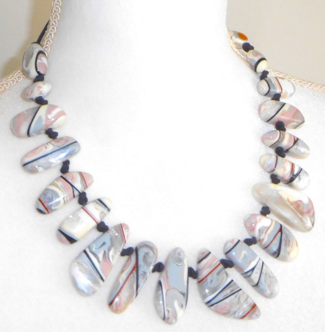 Sobral Newanderthal Marlbed Lagrima D'or Beads Artist Made Necklace - Etsy