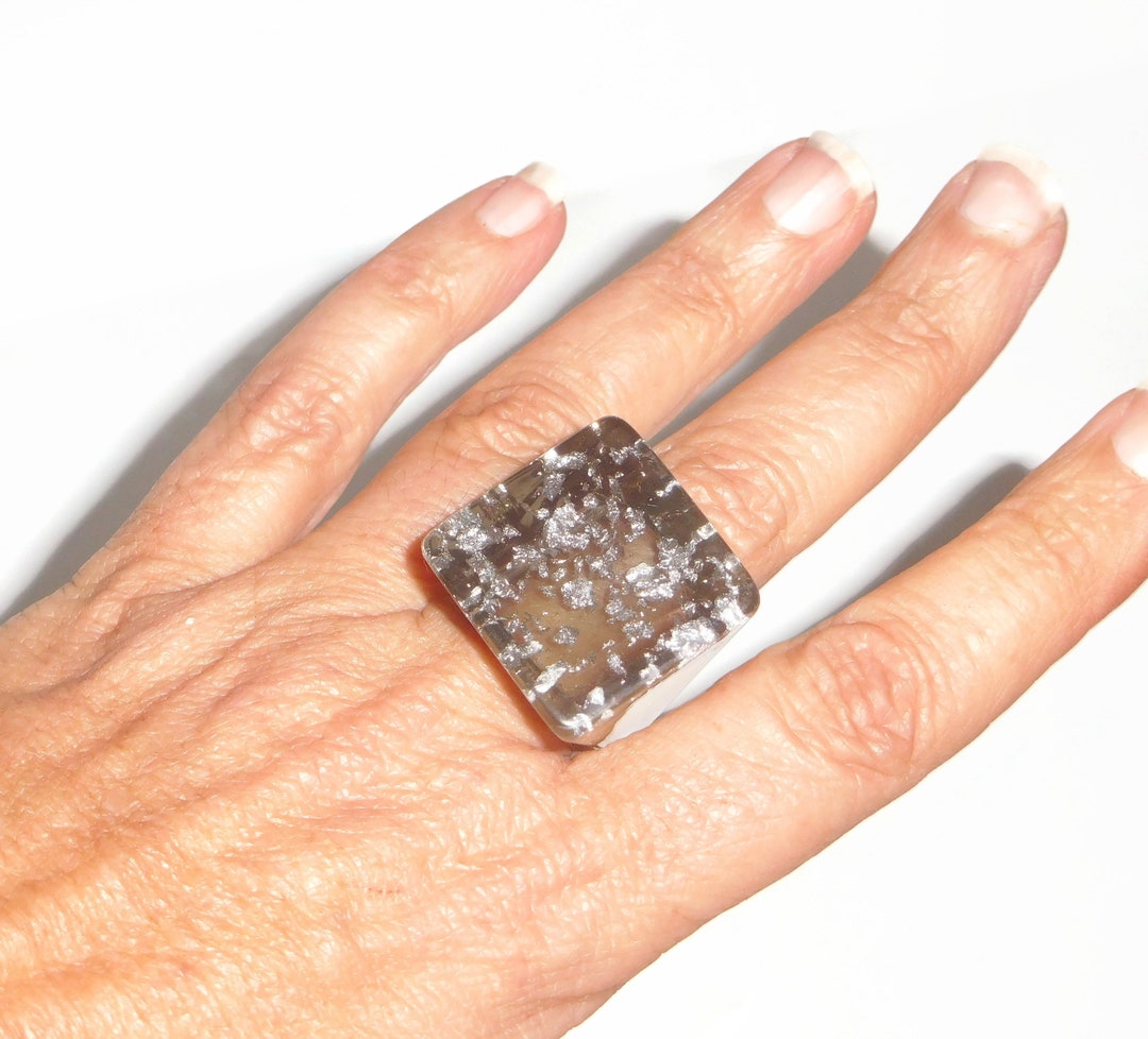 Sobral Metalique Carre Silver Inclusion Artist Made Ring Size 8 - Etsy