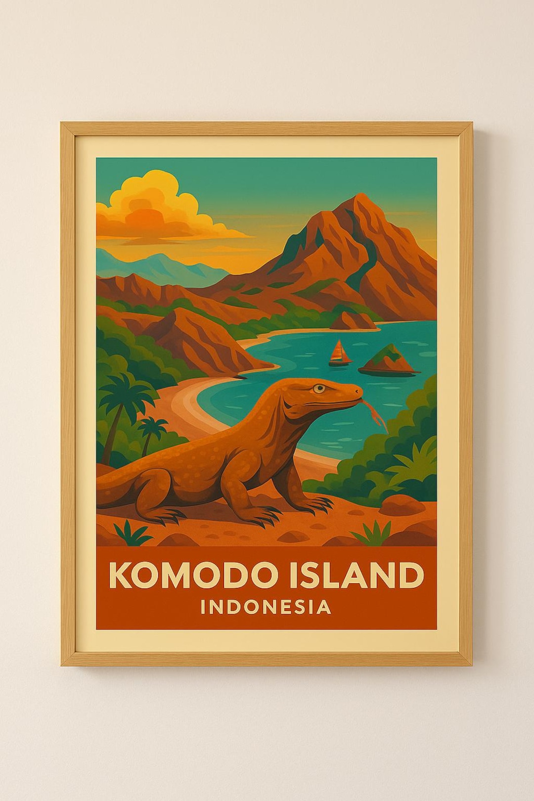 Komodo Island Poster – Vintage Indonesia Travel Wall Art - Etsy