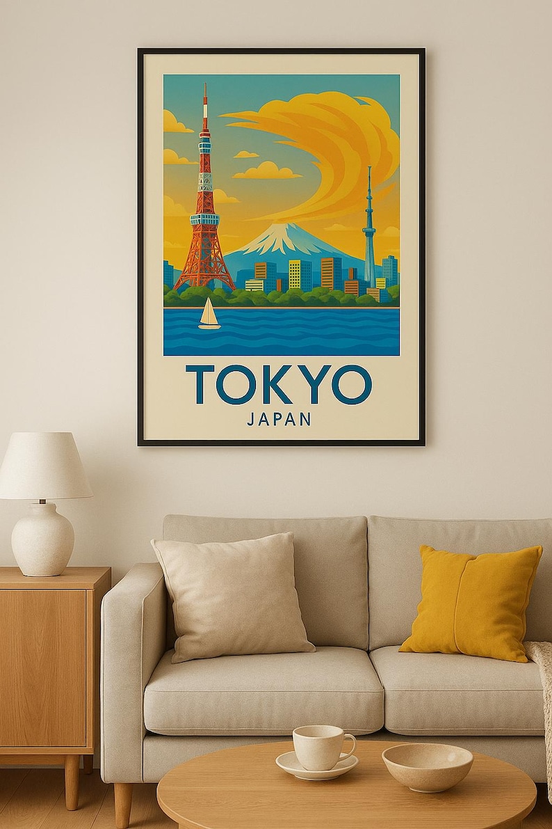 Tokyo Japan Travel Poster – Retro Skyline Wall Art | Modern City Print ...