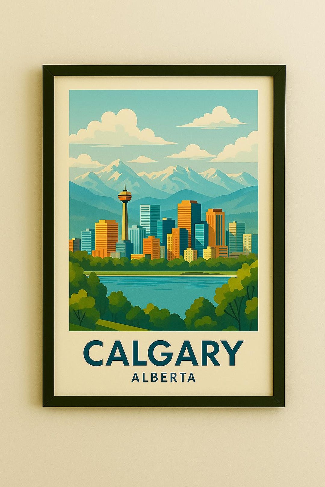 Calgary Alberta Poster – Retro Skyline Wall Art Canada Travel Print - Etsy