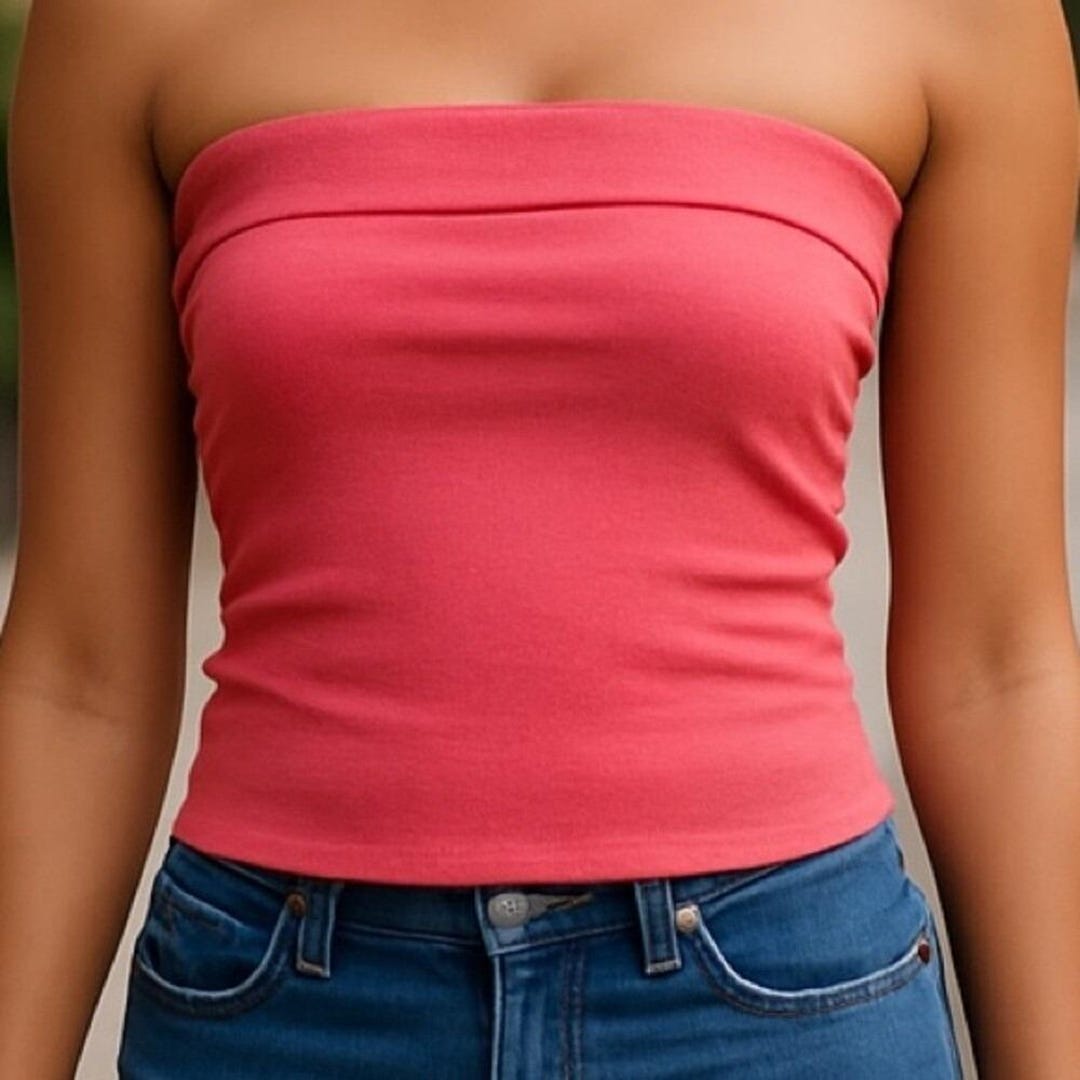 Vintage 90s Pink Knit Strapless Tube Top by Gitex | Y2K Clubwear One ...