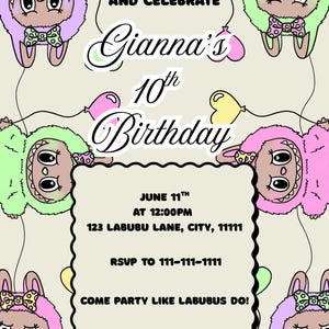 Labubu Birthday Invite - Etsy