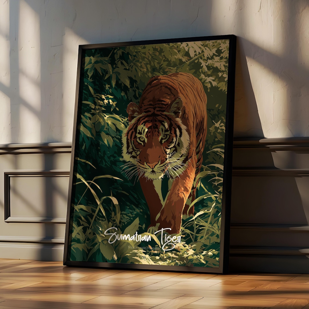 Sumatran Tiger Framed Poster: Endangered Wildlife Art, Kids Nursery ...