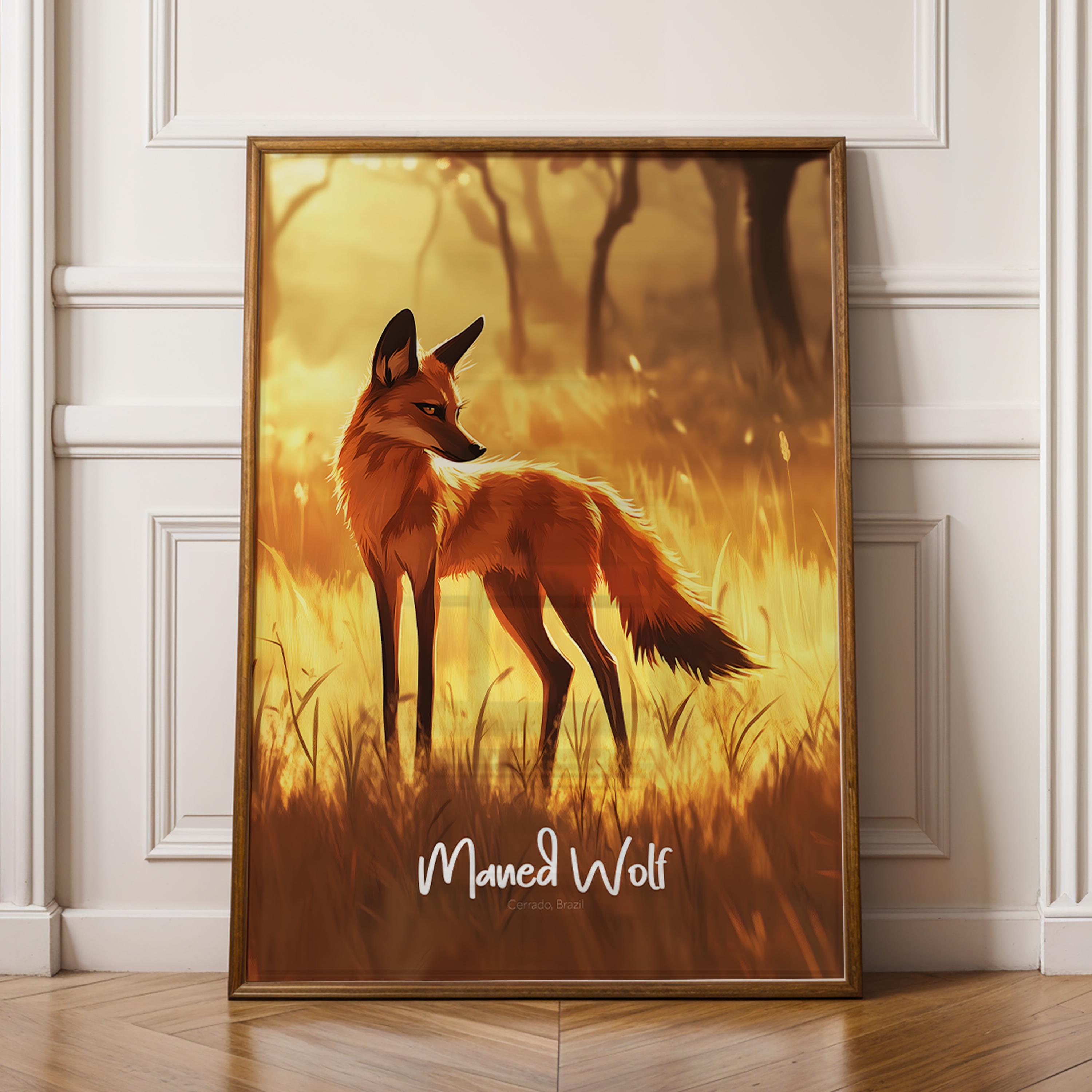 Maned Wolf Wildlife Poster: Nature Art Print for Home & Office - Etsy