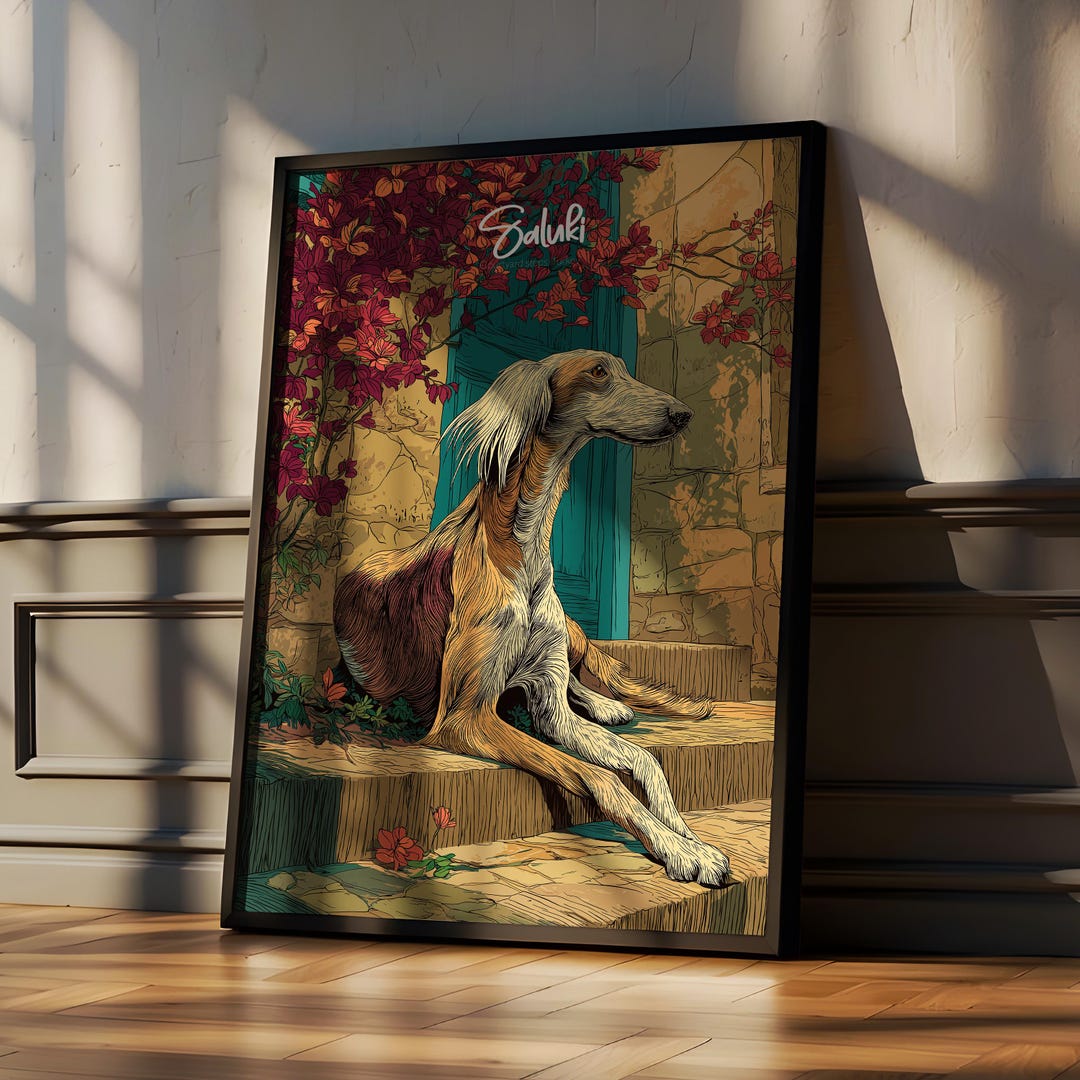 Saluki Dog Art Print: Elegant Sighthound Poster, Desert Decor - Etsy