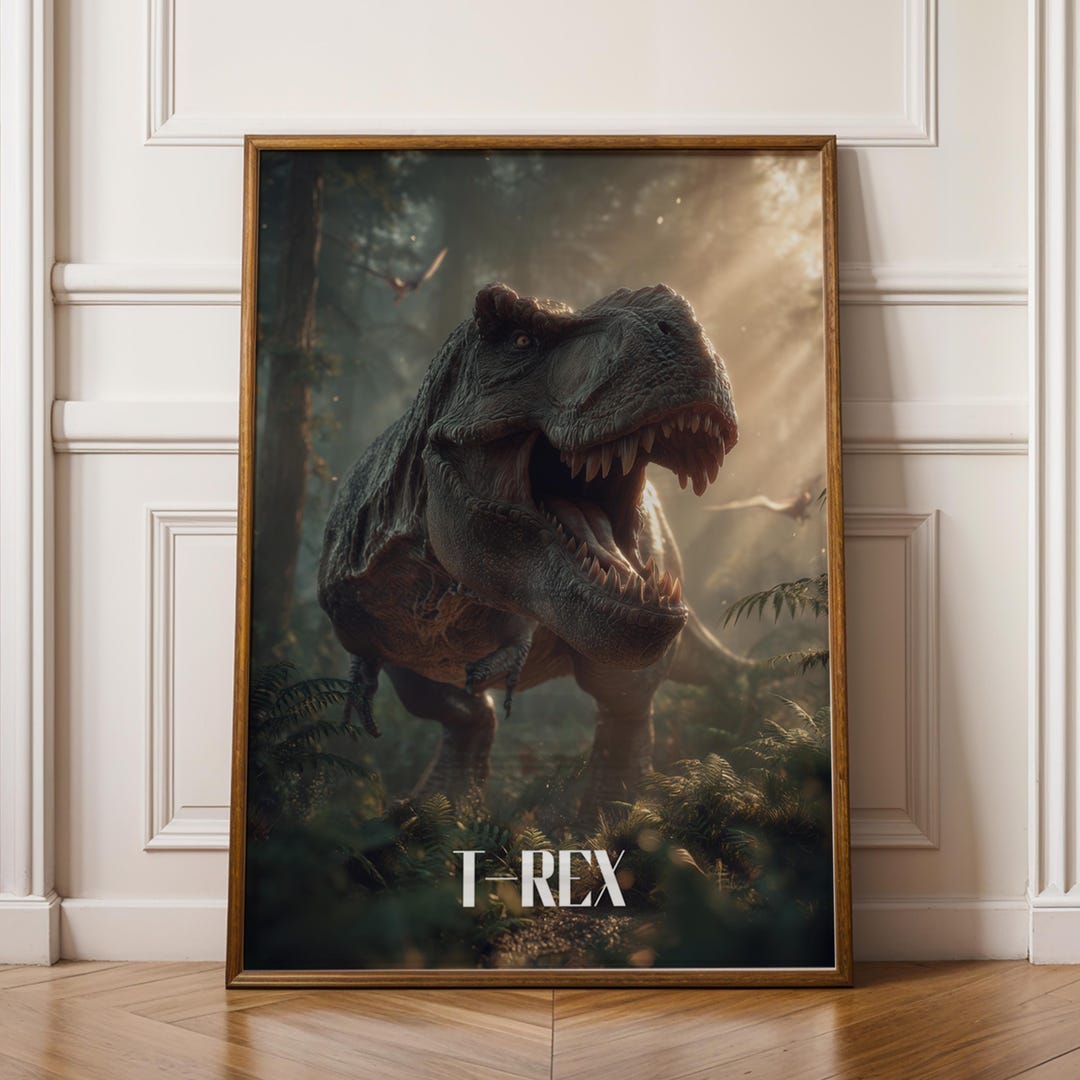 Tyrannosaurus Rex Poster for Kids Room – Jurassic Wall Art for Dinosaur ...