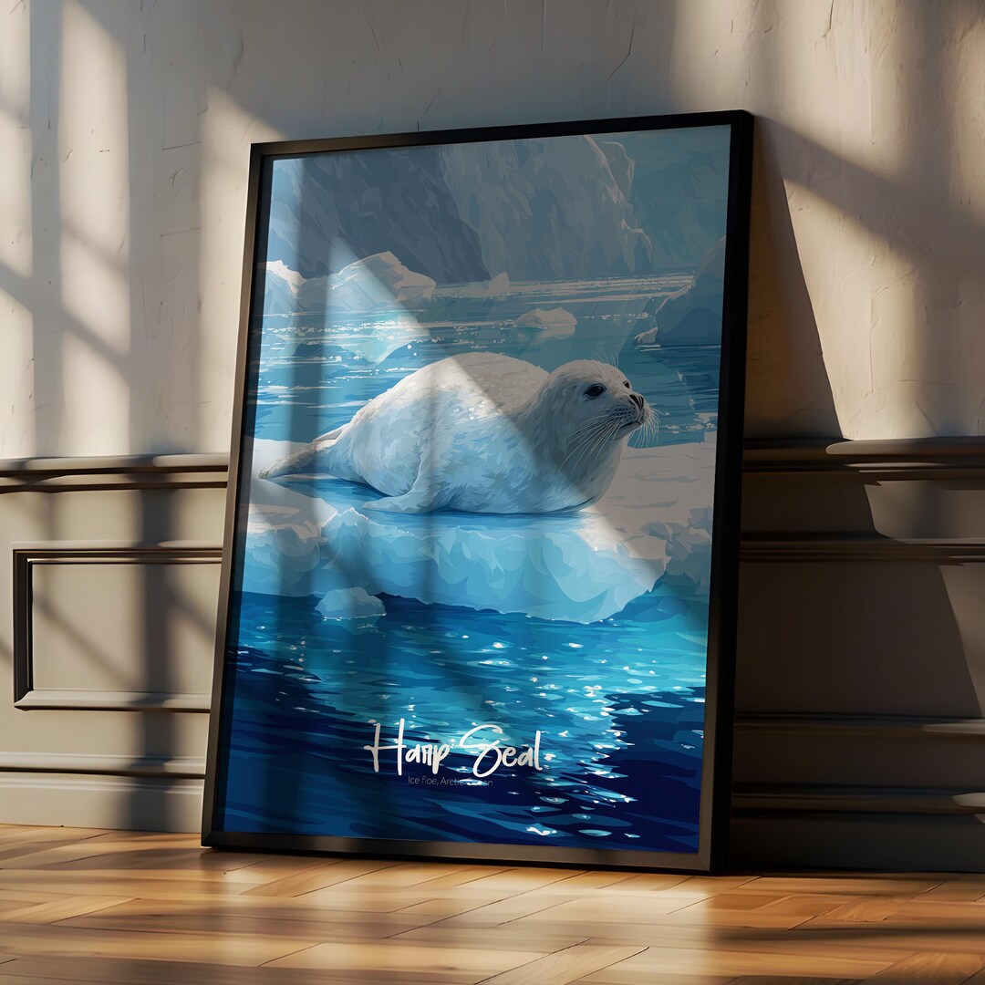 Harp Seal Framed Poster: Arctic Animal Kids Room Decor - Etsy