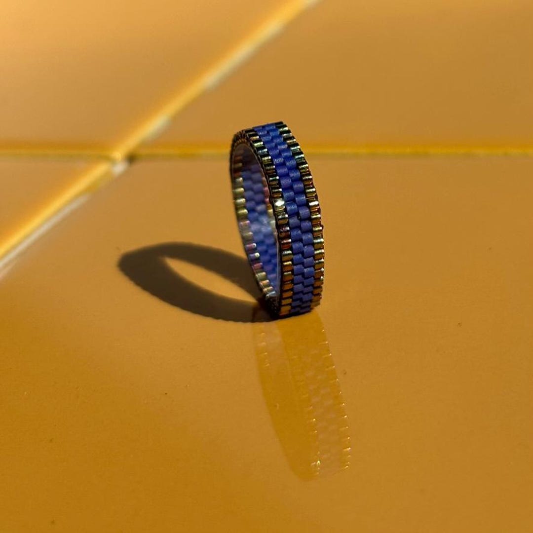 Handmade Royal Blue Seed Bead Ring: Miyuki Delica Stackable Jewelry - Etsy