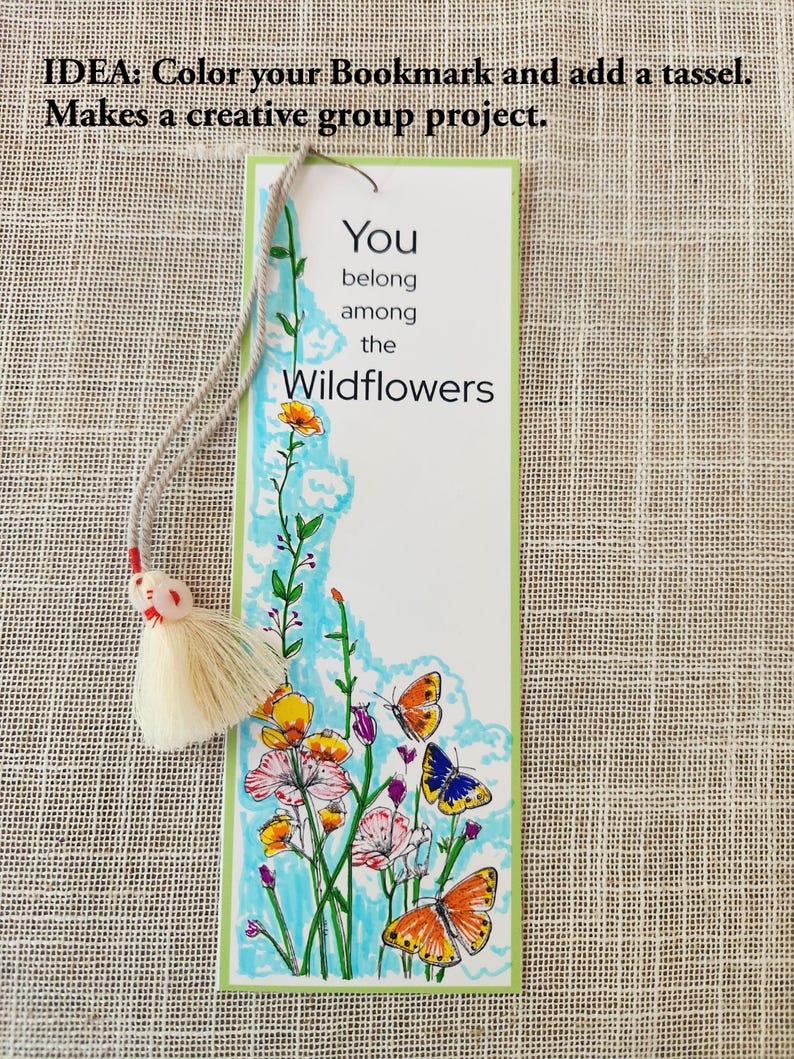Wildflower Bookmarks: Printable Coloring Page, Book Lover Gift (PNG ...