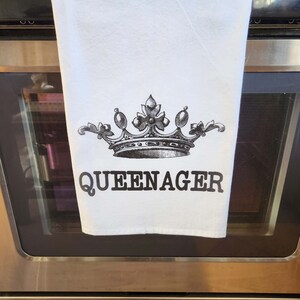 Queenager Tea Towel, 60th Birthday Gift for Her, Queen Theme Birthday ...