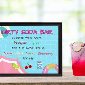 Dirty Soda Bar Sign: Summer Party Drink Station Decor (digital Download ...