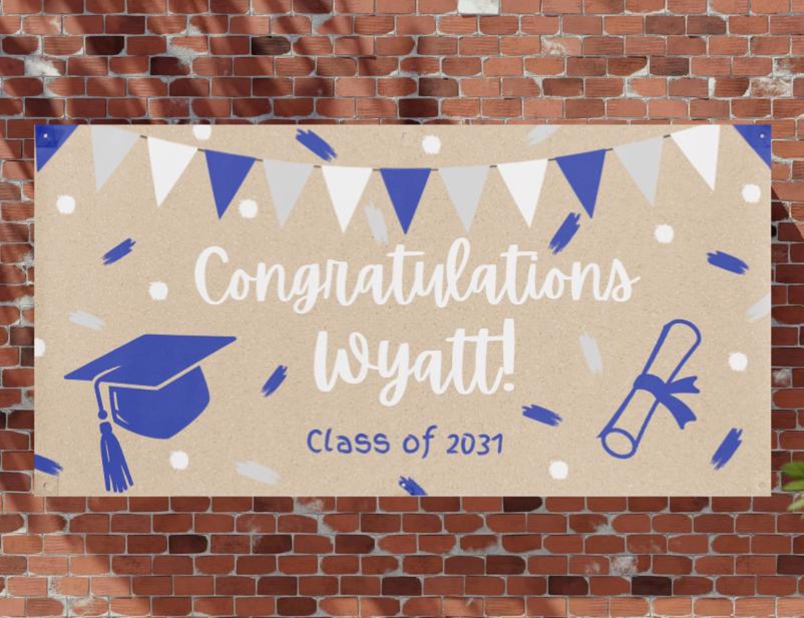 Personalized Graduation Banner: Blue Class of 2026 Decor (digital ...