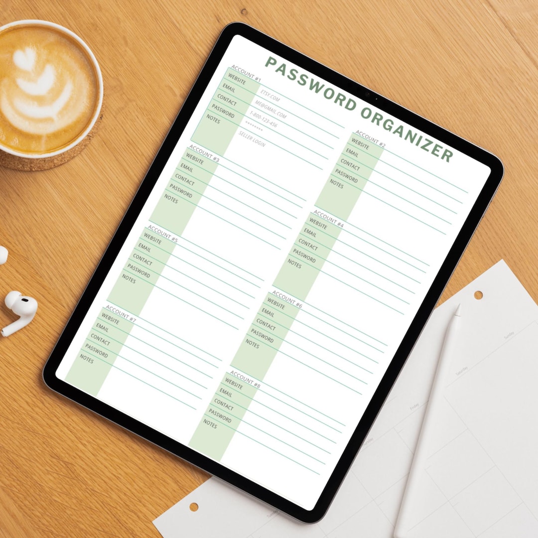 Password Organizer – Printable Login Tracker | Account Log Sheet PDF ...