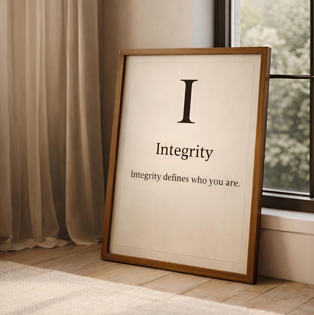 Minimalist Inspirational “integrity” Wall Art – Modern Motivational ...