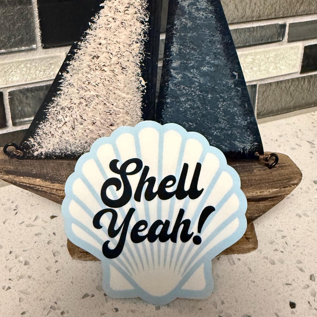 Shell Yeah Sticker | Funny Beach Sticker | Coastal Vinyl Decal ...