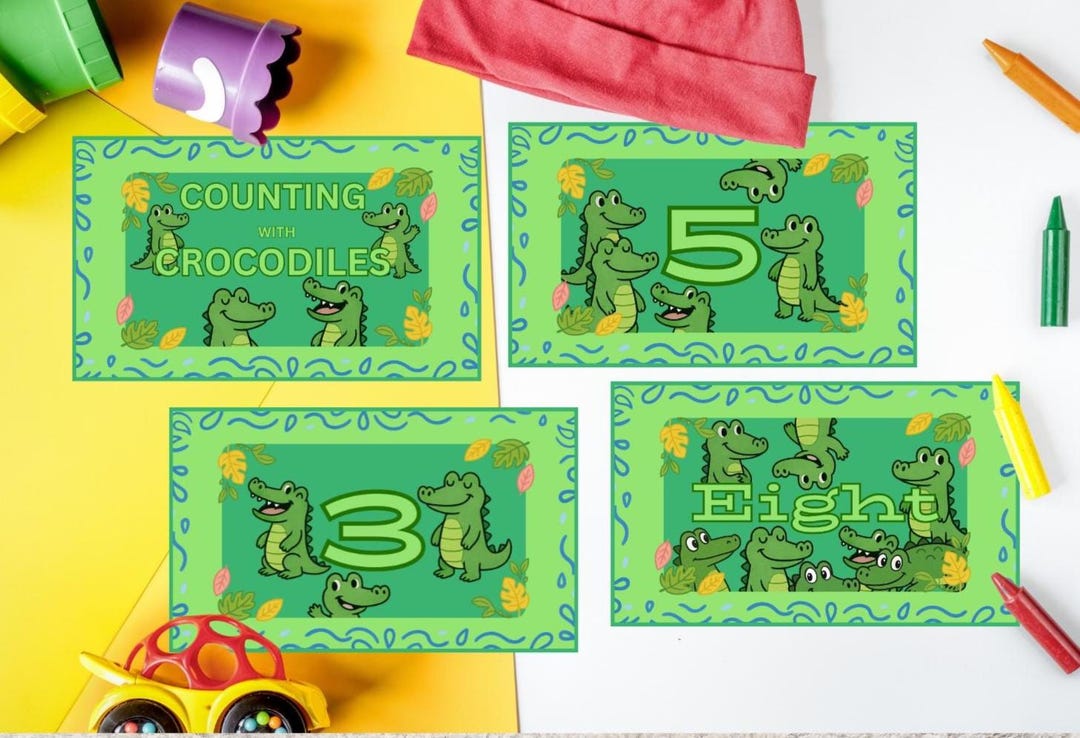 Crocodile Counting Flashcards 1-10: Kids' Learning Activity (digital ...