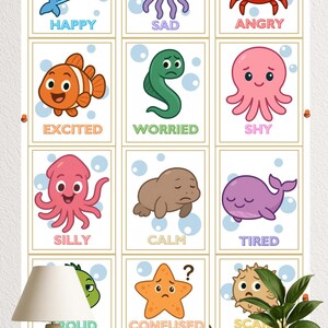 Emotional Learning Poster for Kids – 12 Sea Animal Illustrations to ...