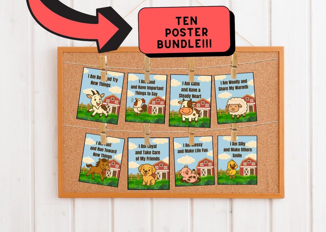Farm Animal Affirmation Posters: Classroom & Playroom Wall Art (digital ...