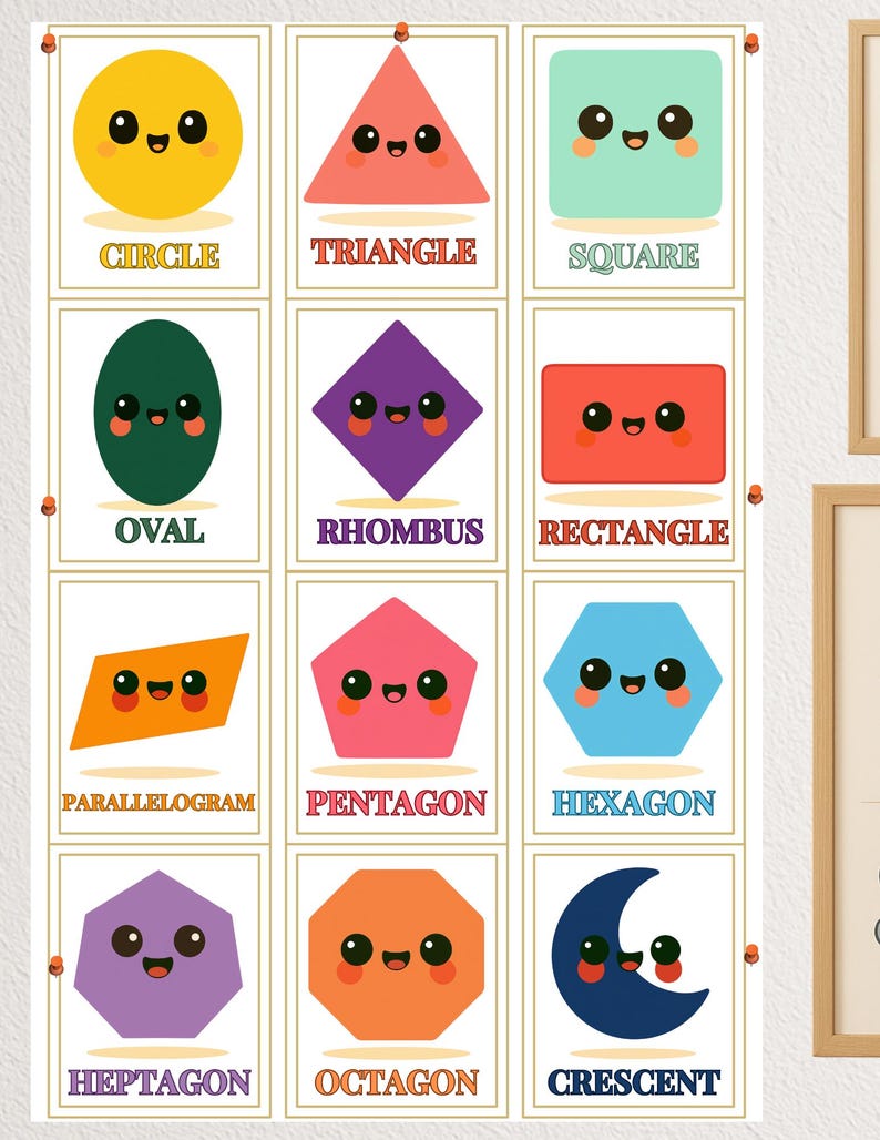 Smiley Face Shapes Poster: Kids' Classroom Decor (PDF and PNG Digital ...