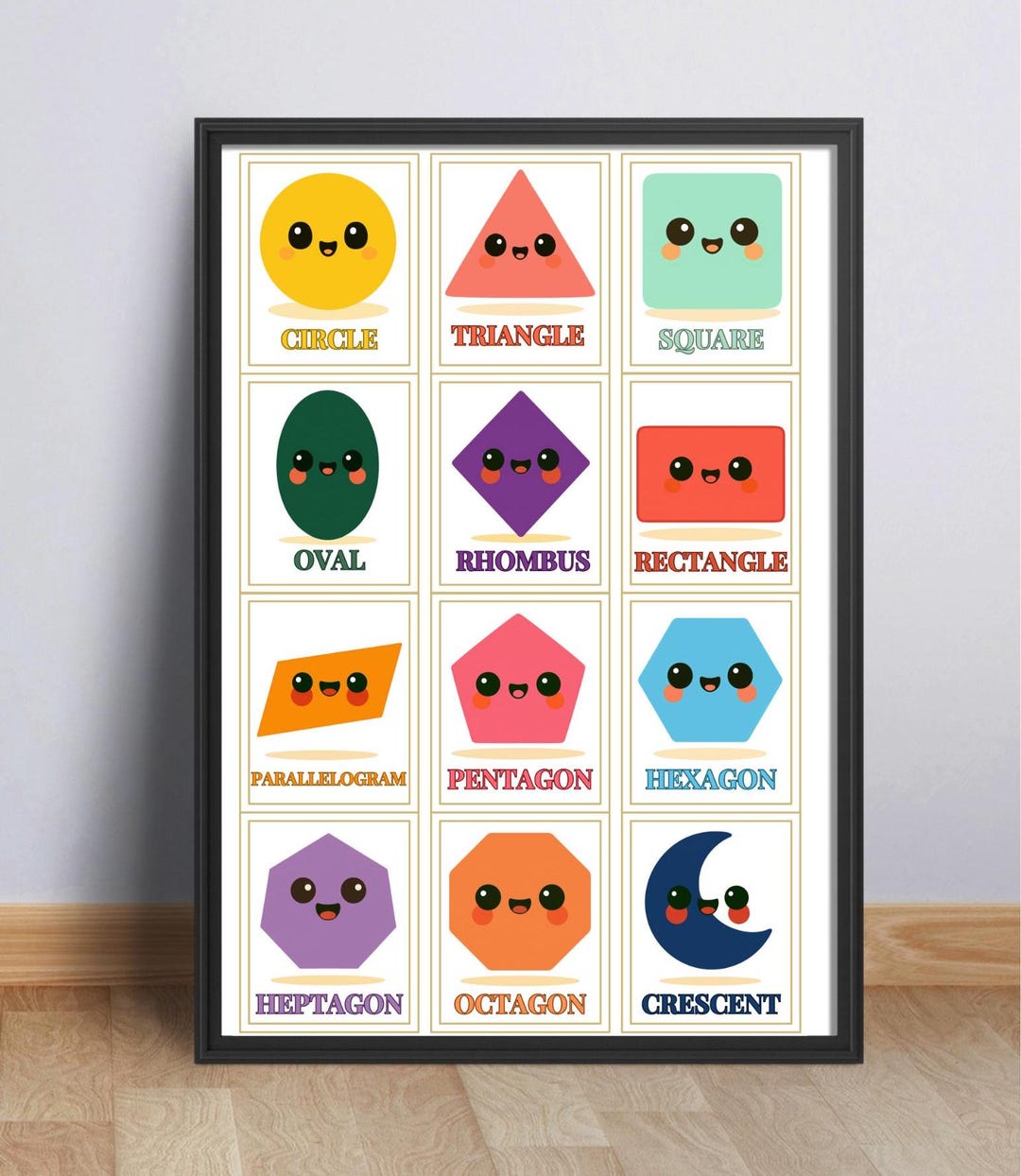 Smiley Face Shapes Poster: Kids' Classroom Decor (PDF and PNG Digital ...