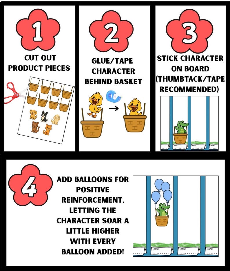 Classroom Reward Chart Printable: Balloon Theme, Positive Reinforcement ...