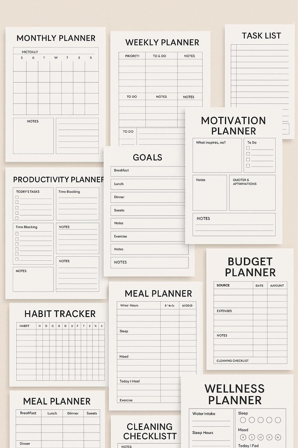 Printable Productivity and Goal Planner 20+ Undated PDF Pages Daily ...