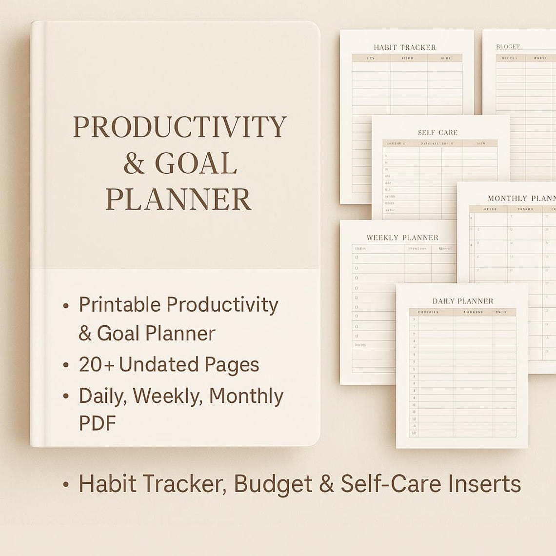 Printable Productivity and Goal Planner 20+ Undated PDF Pages Daily ...