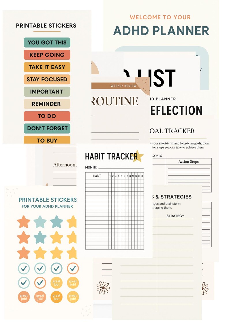 ADHD Digital Planner Printable Daily, Weekly , Monthly Layouts for ...