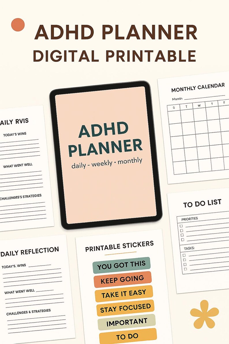 ADHD Digital Planner Printable Daily, Weekly , Monthly Layouts for ...