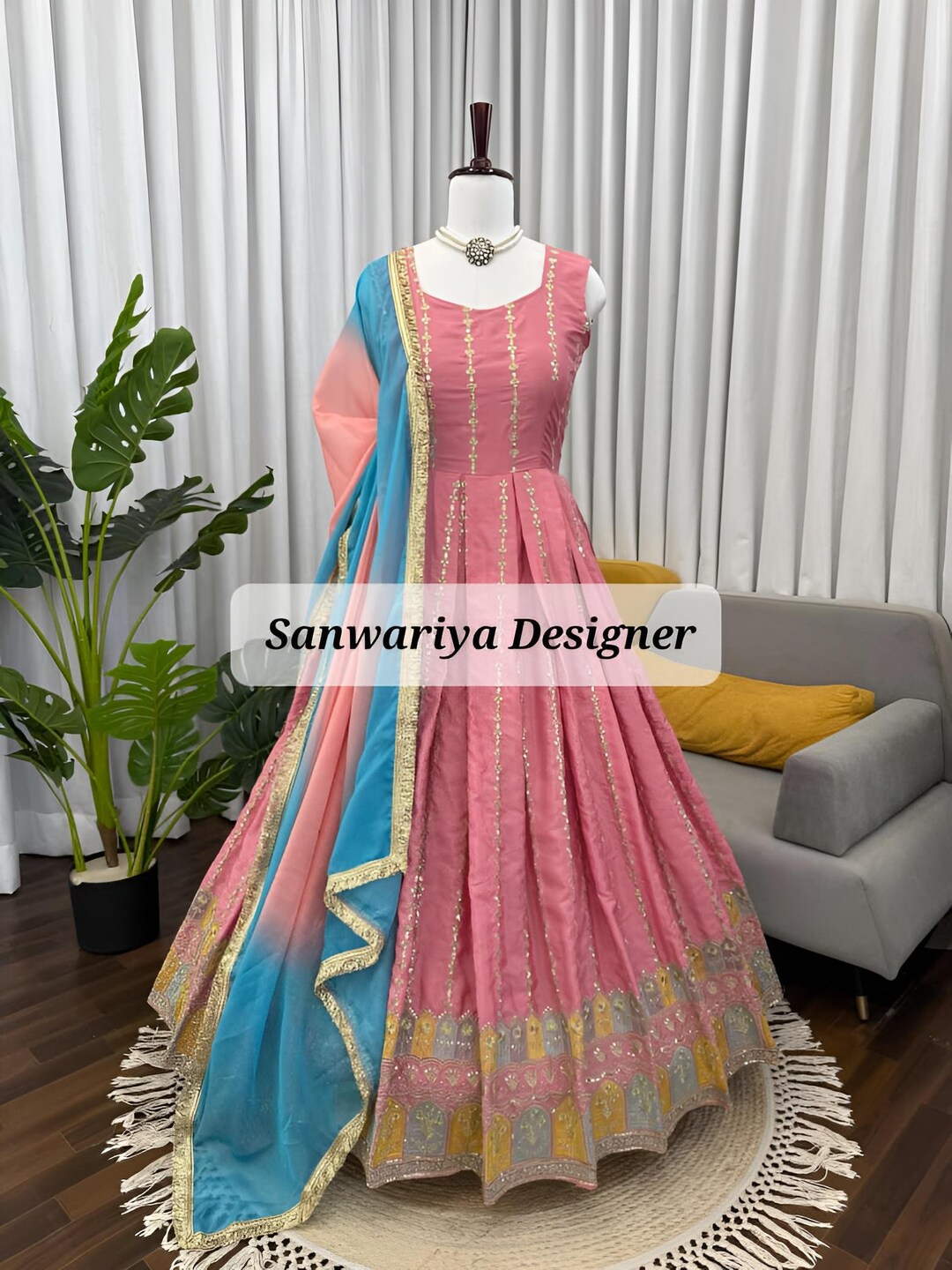 Pink Silk Anarkali Salwar Kameez Dupatta: Sleeveless Indian Wedding ...