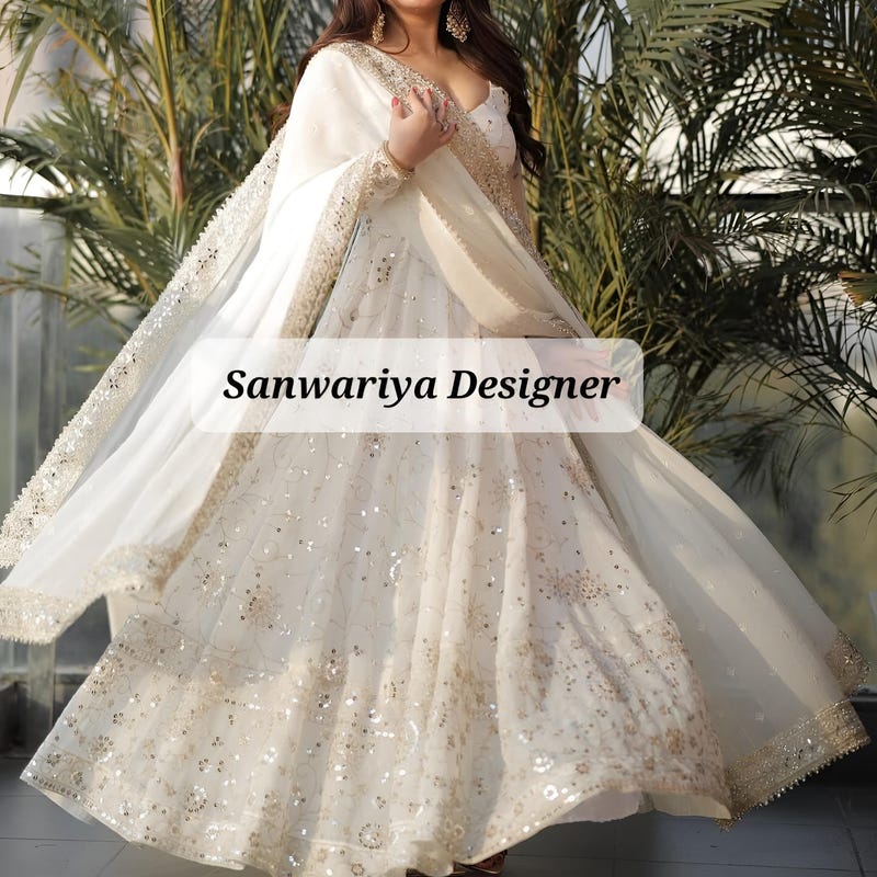 Anarkali in White Color - Etsy