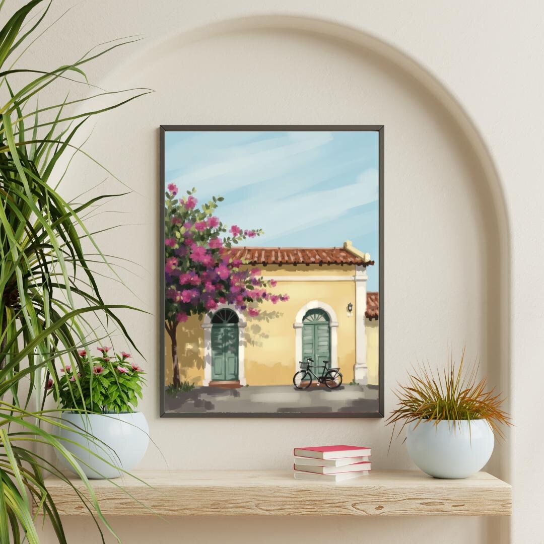 Goa India Art Print: Tropical Streetscape, French Architecture (digital ...