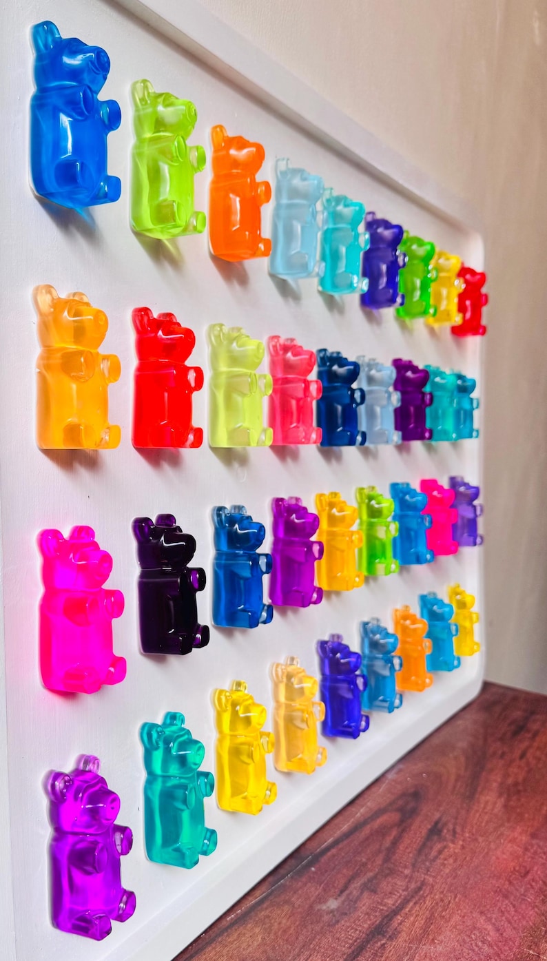 Colorful 3D Gummy Bear Wall Art – Resin Candy Decor – Rainbow Gummy ...