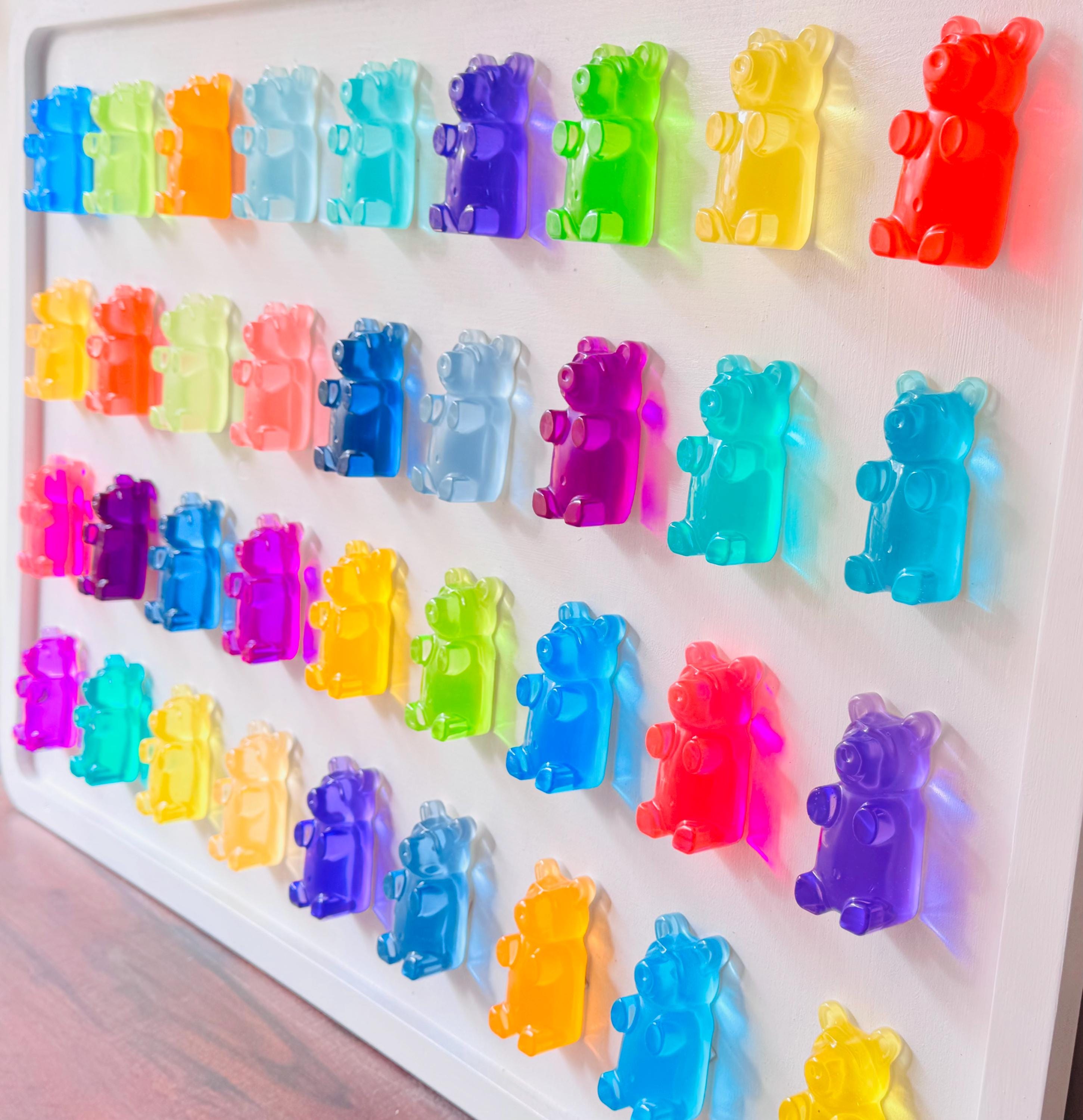 Colorful 3D Gummy Bear Wall Art – Resin Candy Decor – Rainbow Gummy ...