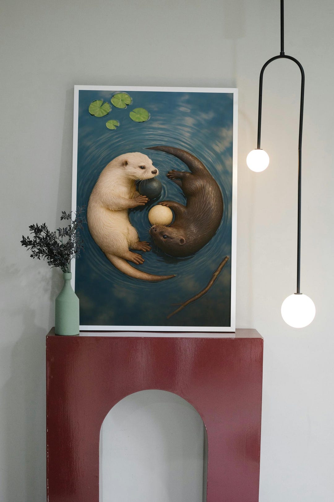 Otter Yin-yang Matte Poster Print, Wildlife Animal Art Wall Decor ...