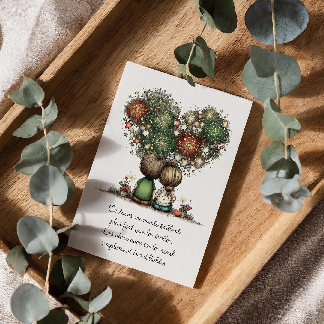 Illustrated Love Card – Shared Moments and Poetic Message – Heart ...