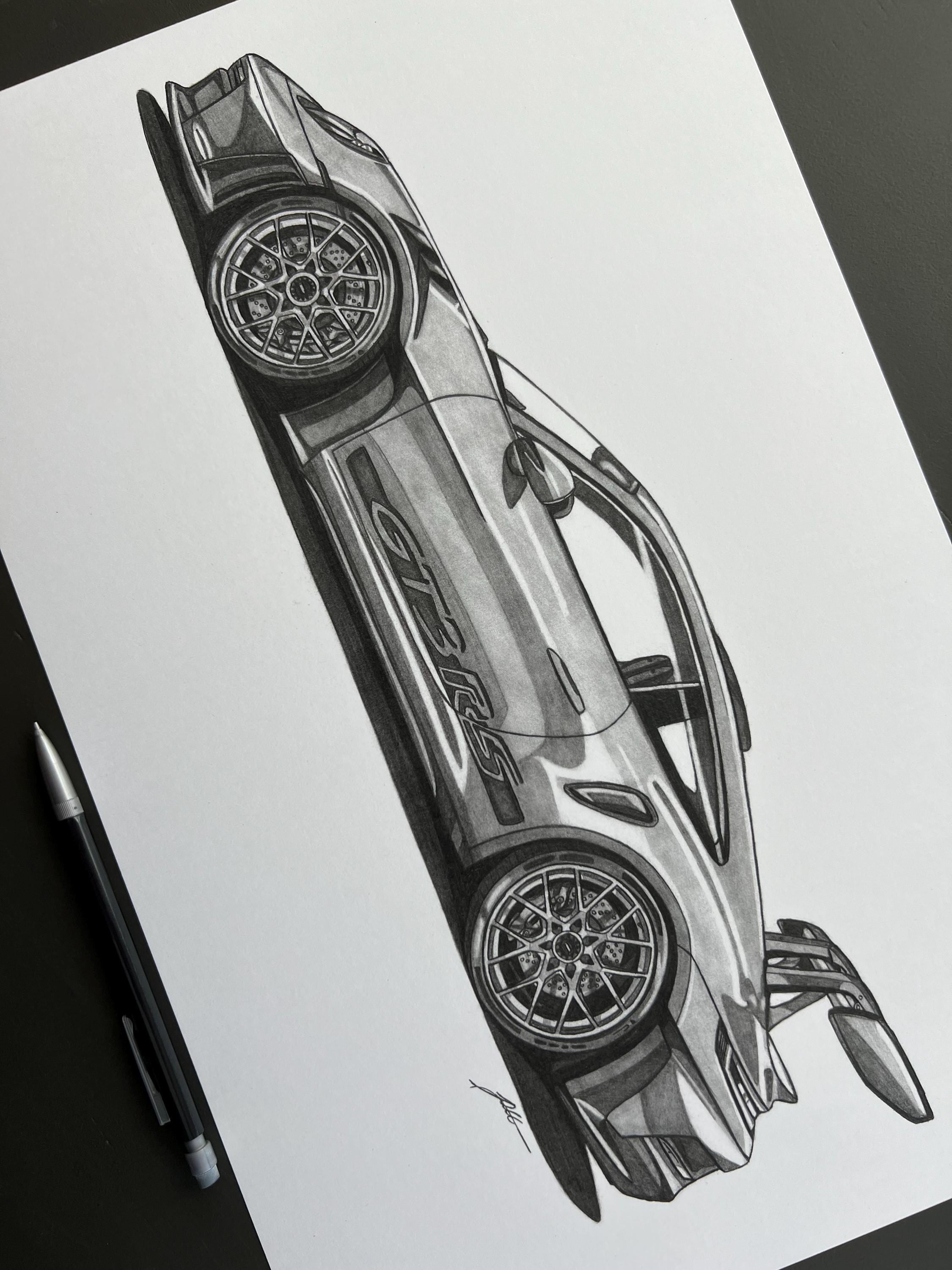 Porsche 911 GT3RS (992 Generation) Drawing 2 of 2 - Etsy