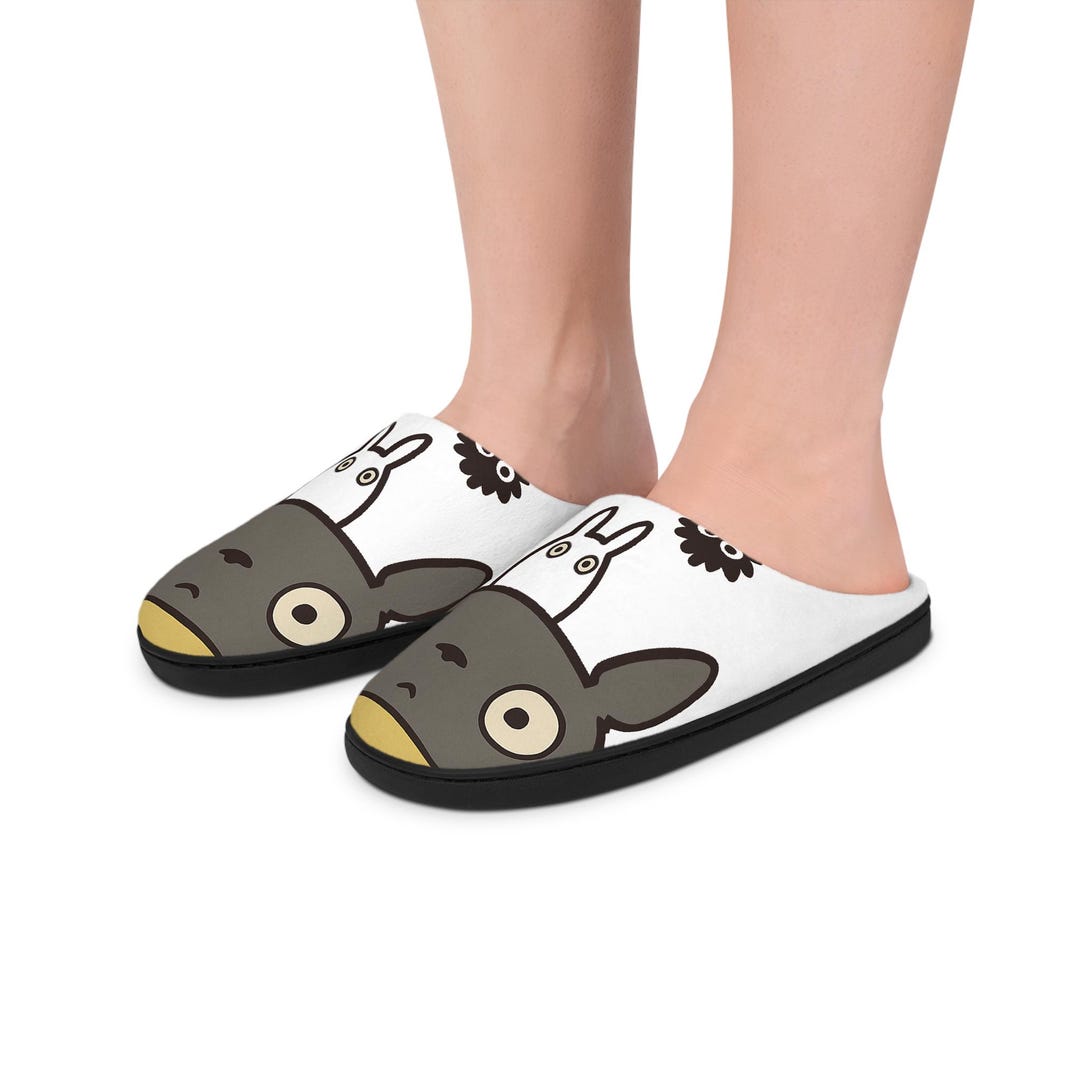 Totoro Slippers | Flannel Fleece Anime Character Indoor Shoes - Etsy